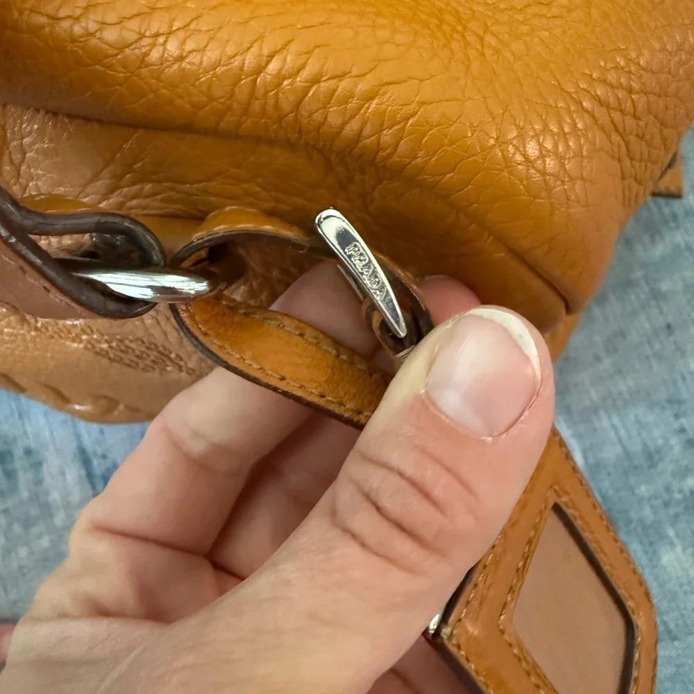 Prada | Bags | Prada Ambra Vitello Daino Print Leather Medium Bauletto ...